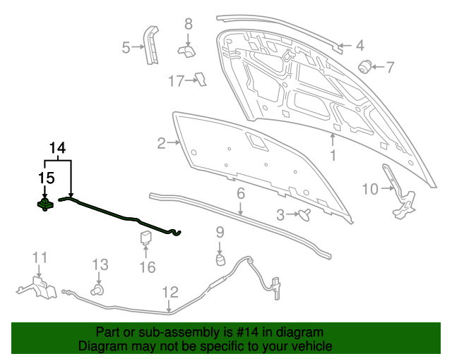 2011-2016 Chevrolet Hood Prop Rod 95483065 | TascaParts.com