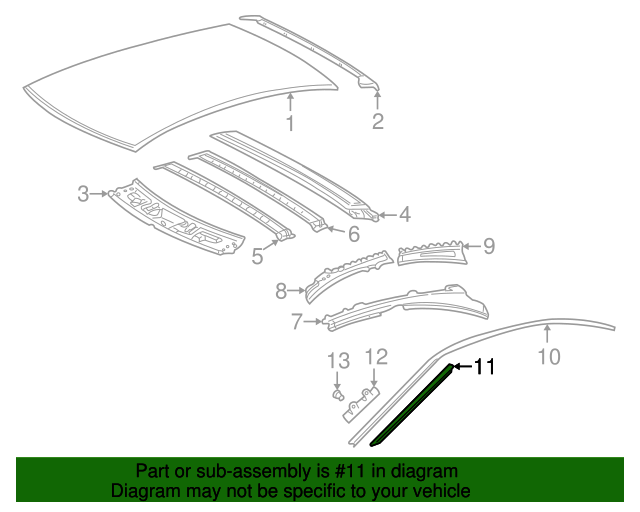 203-698-29-98 - Drip Molding Seal 2002-2005 Mercedes-Benz | Mercedes ...