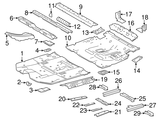2014-2019 Toyota Highlander Floor Pan Cross-Member 57654-0E050 | Toyota ...