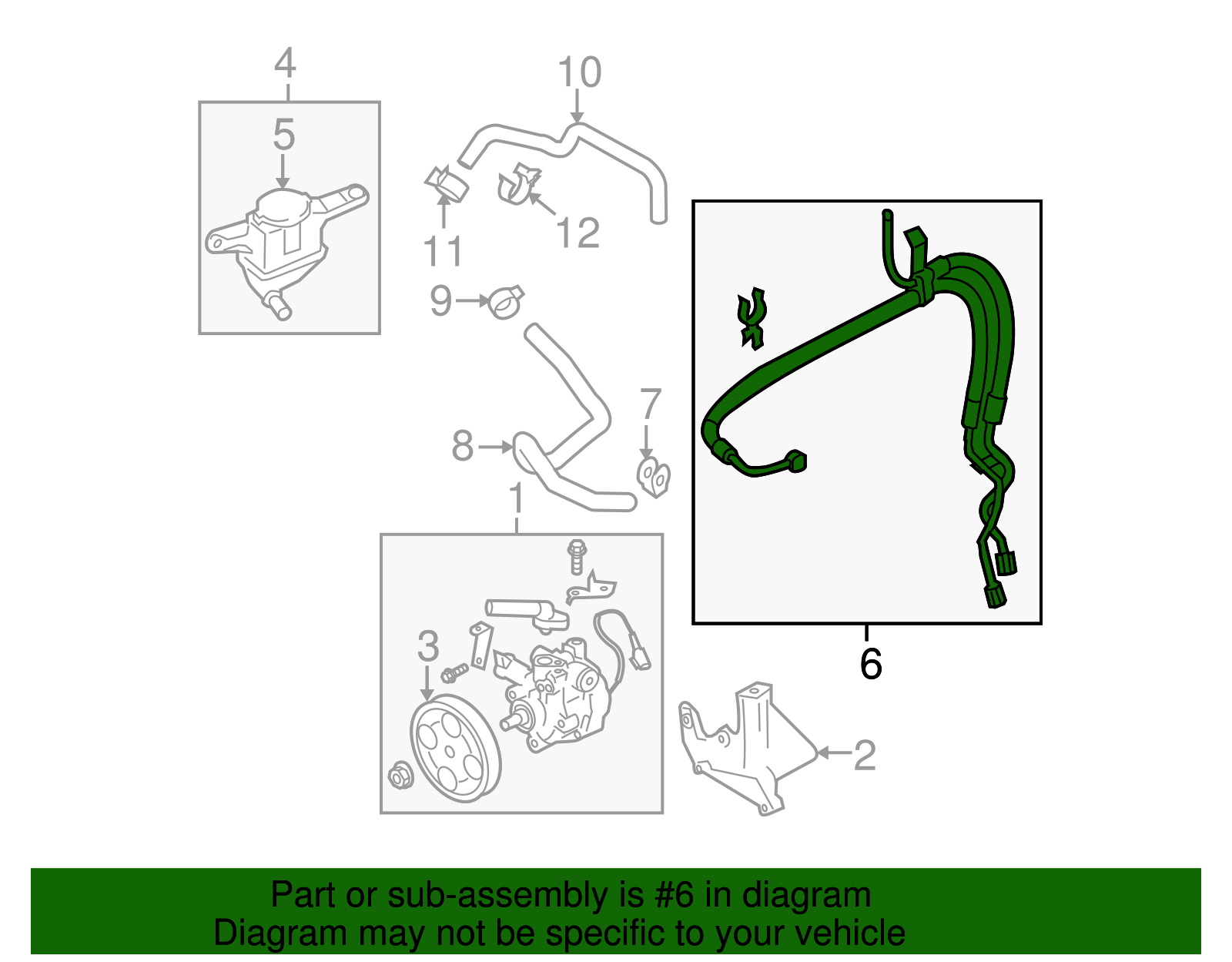 2010-2011 Subaru Power Steering Pressure Hose 34610AJ05B | Subaru Parts ...
