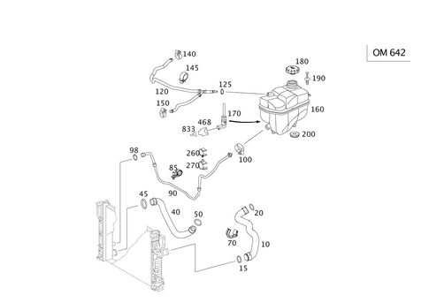 Expansion Tank, Mounting and Hoses for 2009 Mercedes-Benz E 63 AMG ...