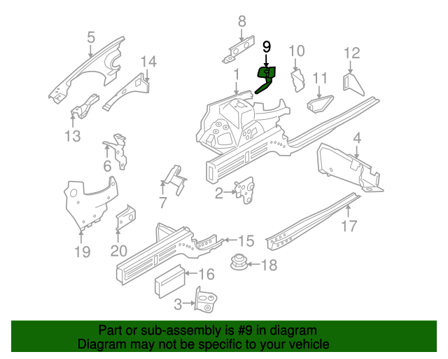 41217145356 - 2006-2012 BMW Upper Rail Center Bracket (41-21-7-145-356 ...