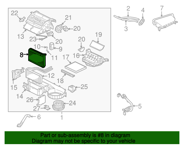2008-2017 Mitsubishi Lancer Evaporator Core 7810A244 | Mitsubishi Parts ...