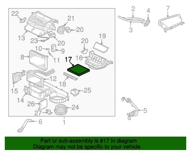 2007-2018 Mitsubishi Cabin Air Filter MZ690960 | Mitsubishi Parts ...