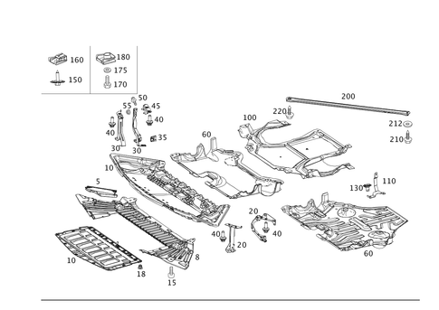 Engine Compartment Lining, Gasoline Vehicles for 2010 Mercedes-Benz C ...