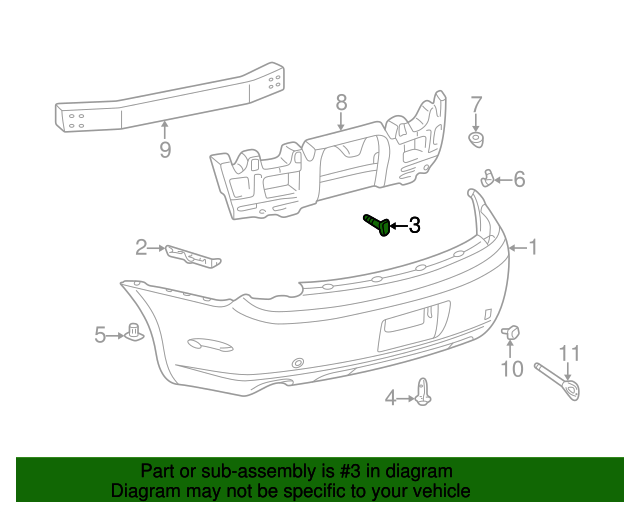 52791-12040 - Bumper Cover Mount Bolt - 2002-2010 Lexus SC430 | My L Parts