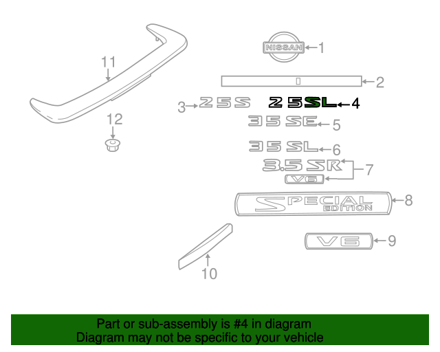 2007-2012 Nissan Altima Nameplate 84896-JA50A | Temecula Nissan Parts
