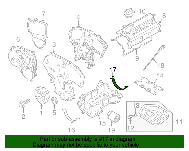 2002-2020 Nissan Oil Pan Gasket 11121-7Y000 | TascaParts.com