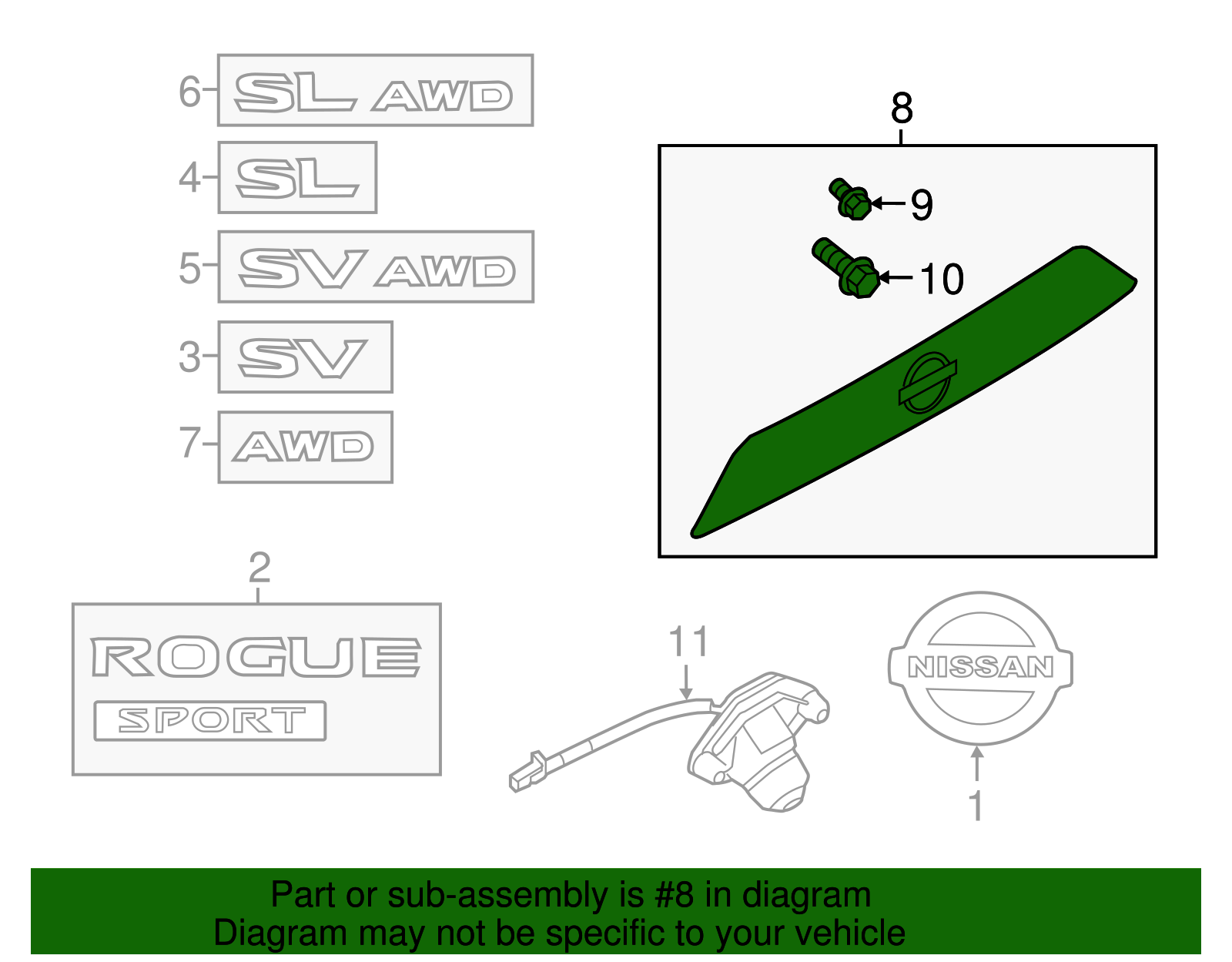 90810-6MA1A - Finish Molding 2017-2023 Nissan | Nissan Parts ...