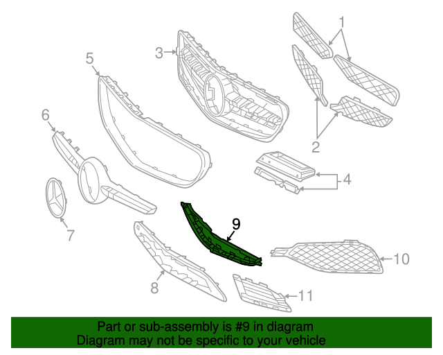 2015-2017 Mercedes-Benz Lower Grille Cover 217-885-03-23 | MB OEM Parts