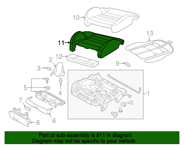 2012-2013 Audi Seat Cushion Pad 4G8-898-522-AC | AutoNationParts.com