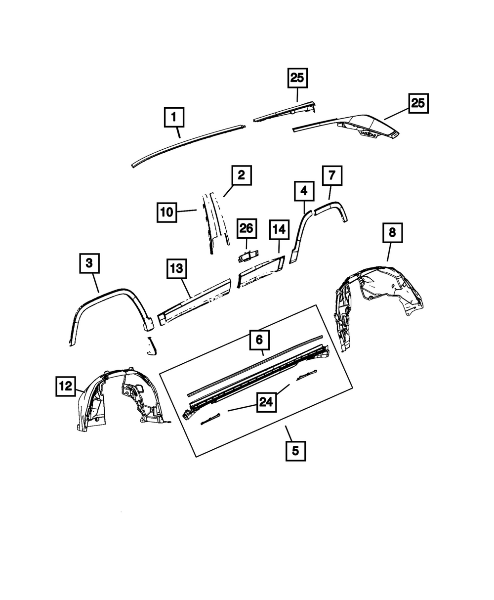 2025 Jeep Wagoneer S Roof Molding, Left 7LG01DX8AC | Mopar.com National ...
