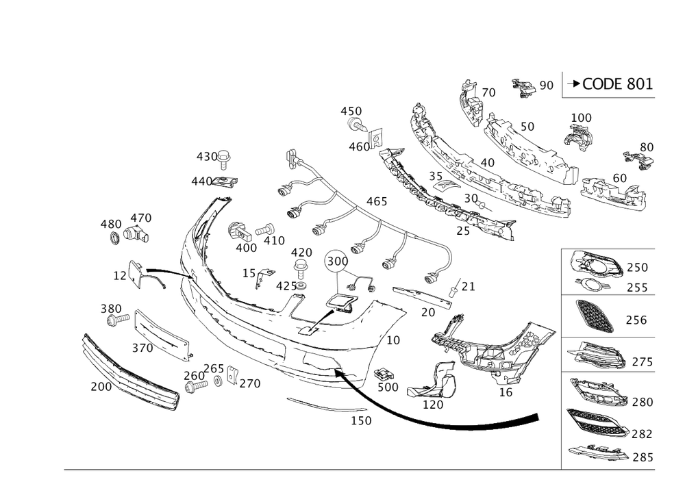2008-2015 Mercedes-Benz Ventilation Grille 204-885-14-53 | MB OEM Parts