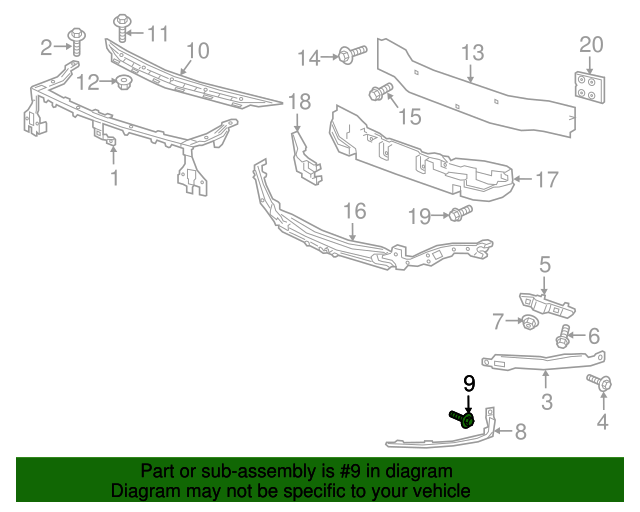 2018-2020 Buick Front Bumper Fascia Retainer 90450482 | Paradise GM Parts