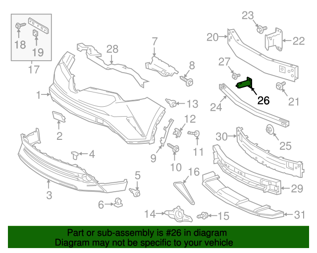 52133-10020 - Lower Mount - 2018-2022 Toyota C-HR | OEM Genuine Toyota ...