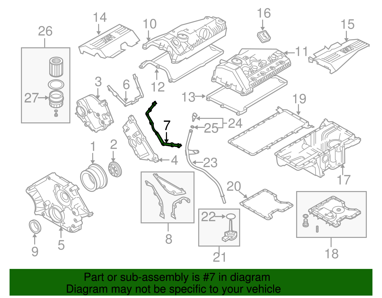 11147543301 - 2007-2010 BMW X5 Upper Timing Cover Gasket (11-14-7-543 ...