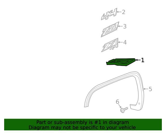 2015-2019 GM Anthracite Passenger Side Front Fender Cover 23232807 GM ...