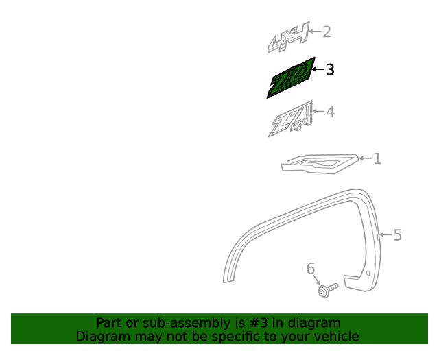 23172677 - Front Fender 4x4 Emblem 2014-2018 GM | Chevrolet Parts Direct