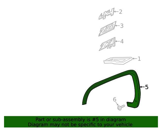 2015-2019 GMC Anthracite Passenger Side Front Wheel Opening Molding ...