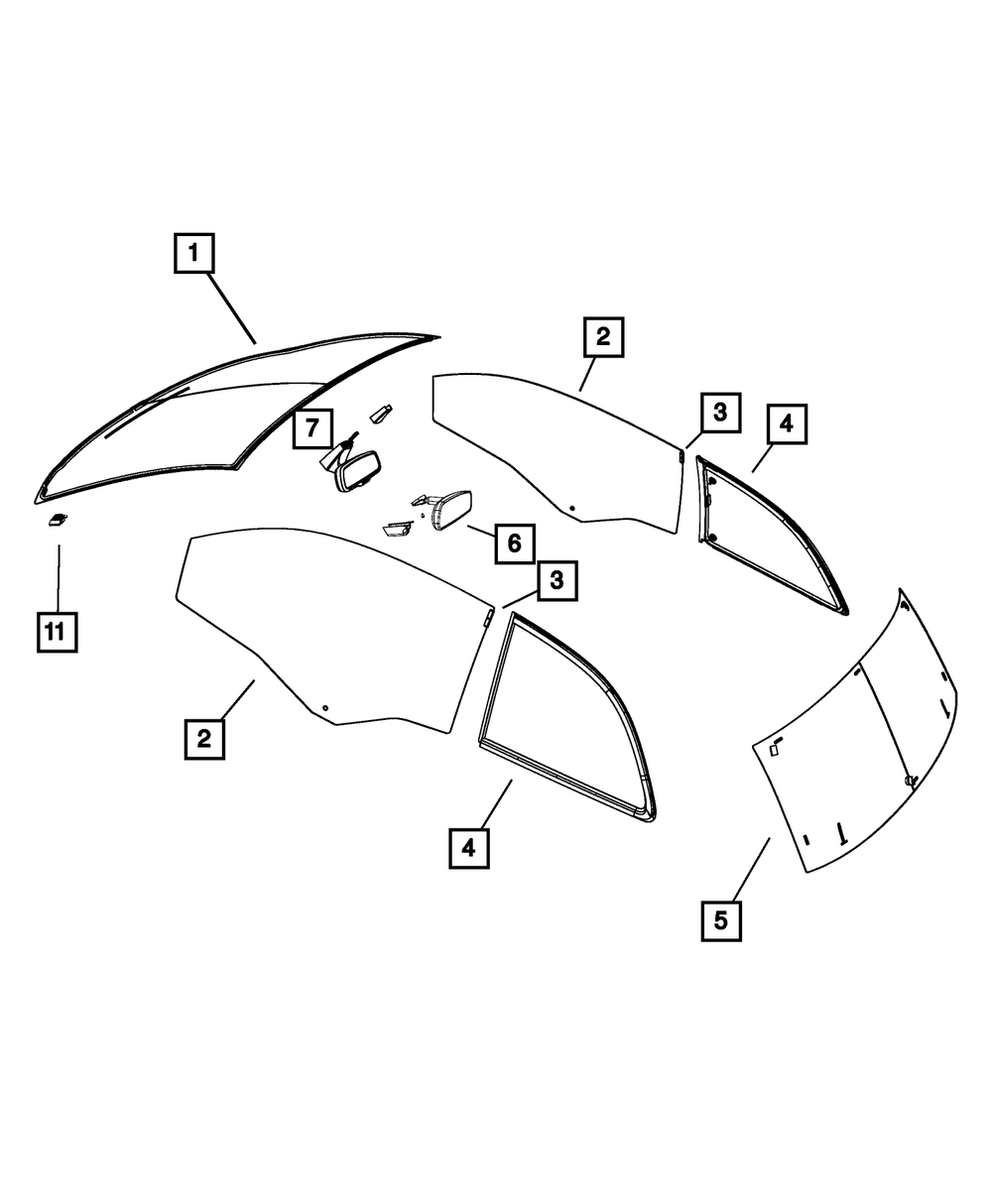 2012-2019 Fiat 500 Front Door Glass, Left 04816693AD | Mopar eStore