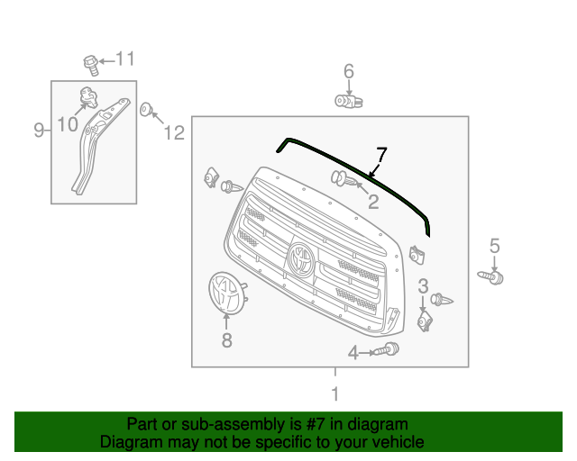 53119-0C060 - Grille Molding 2010-2013 Toyota Tundra | AutoNation Parts