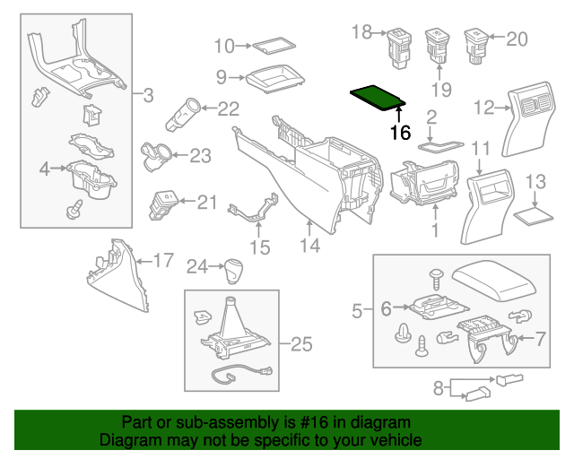 2012-2017 Toyota Camry Console Mat 58815-06100 | Toyota Parts Center