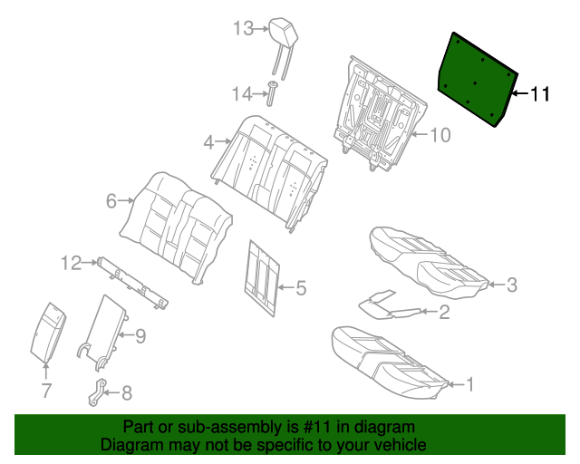 212-923-06-62-9F08 - Seat Back Panel 2010-2018 Mercedes-Benz ...