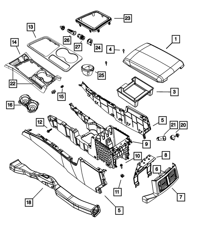 2014 Dodge Challenger Console Armrest 5VP13LBMAA | My Mopar Parts