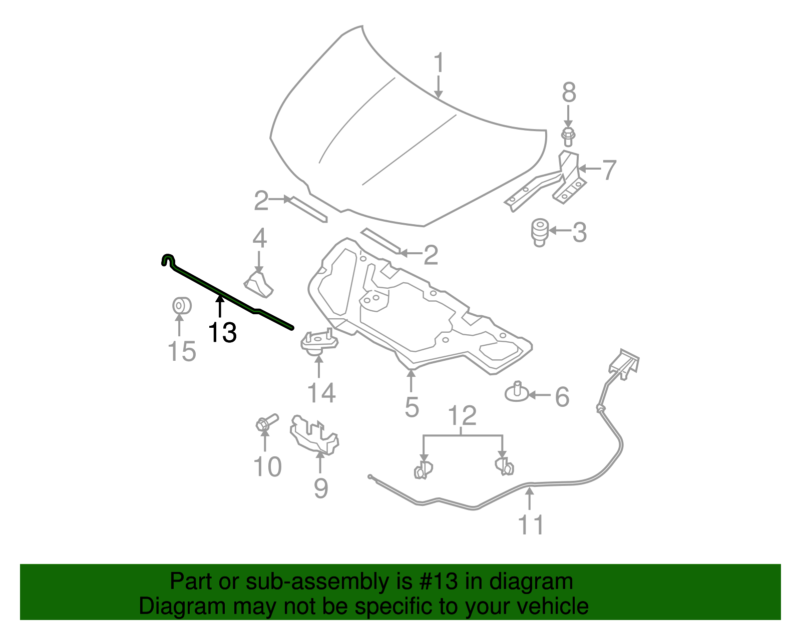 65771-EL000 - High-Quality Hood / Trunk Prop Rod for 2007-2012 Nissan Versa | AutoNation Parts
