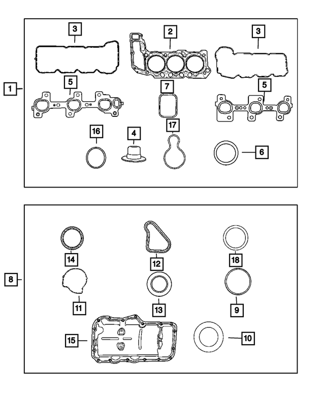 MOPAR GENUINE ENGINE GSKT KIT - 68003564AA - 68003564AA | Mopar Online ...