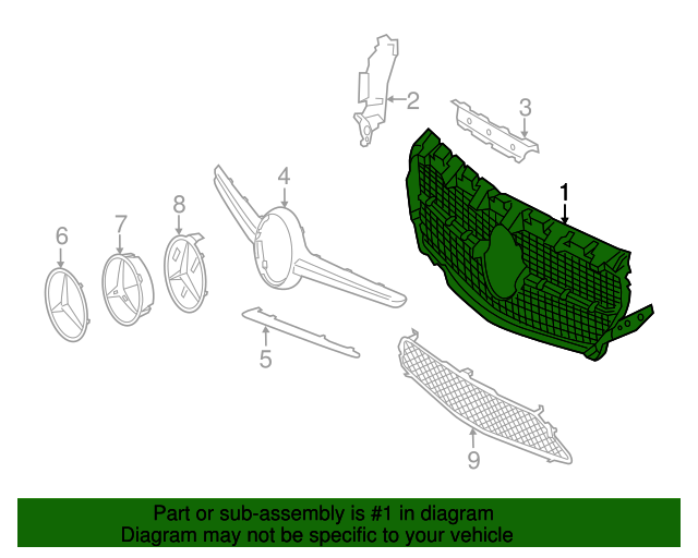 117-880-25-00 - Grille Assembly 2017-2019 Mercedes-Benz CLA 250 ...