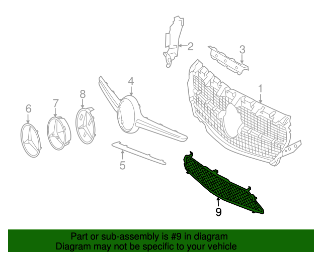 117-885-14-00 - Lower Grille 2017-2019 Mercedes-Benz CLA 250 | Mercedes ...