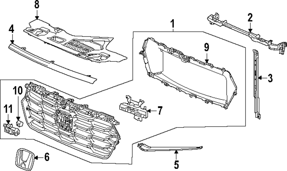 71120-T90-A20 - 2023-2025 Honda Pilot - Grille Assembly | Genuine Honda Parts
