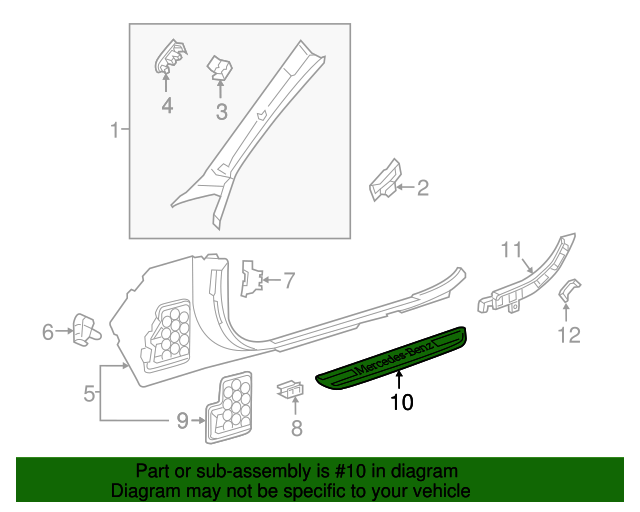 2015-2020 Mercedes-Benz Cover Rail 205-680-28-06 | Mercedes-Benz Parts