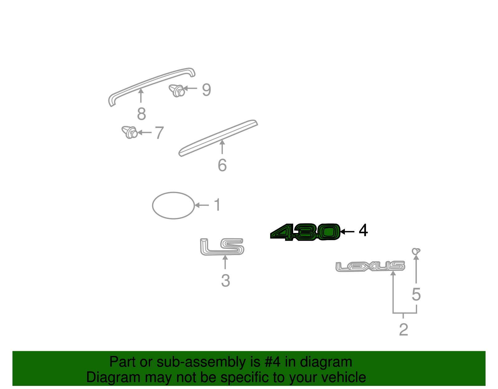 2001-2006 Lexus LS430 Nameplate 75441-50090 | Retail Performance Auto Parts