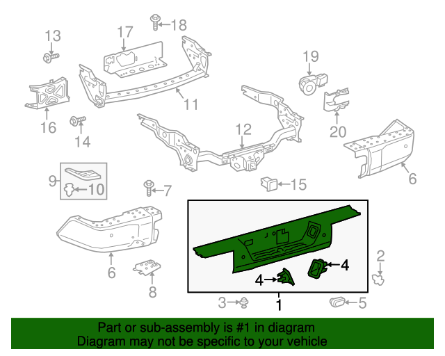 2014-2020 Toyota Tundra Pad Sub Assembly Rear Bum 52057-0C081 | Toyota ...