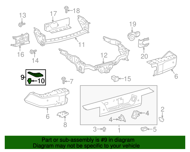 52164-0C060 - Bumper Corner Cover (Left, Rear) 2014-2021 Toyota Tundra ...