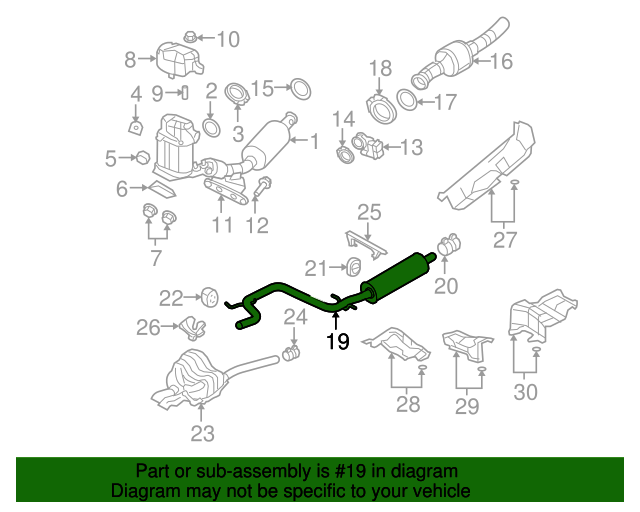 2009-2010 Volkswagen Jetta Muffler & Pipe 1K0-253-209-BN | OEM Parts Online