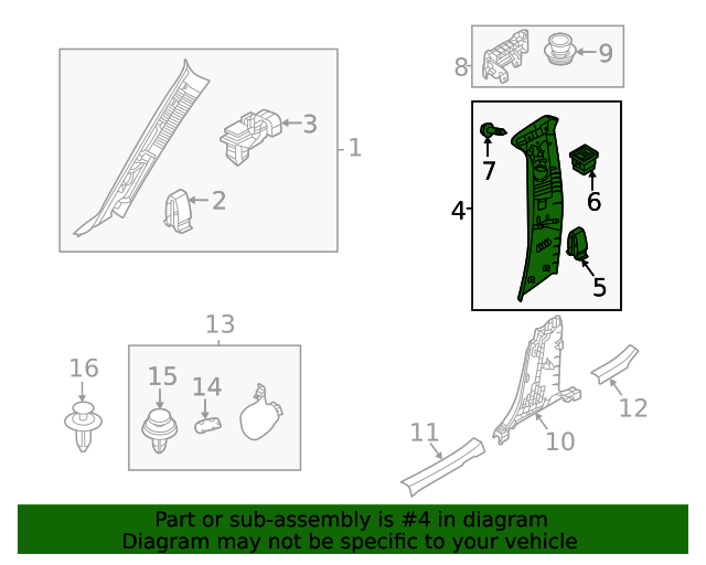 2020-2024 Mazda CX-30 Upper Center Pillar Trim DGH9-68-210A-02 ...