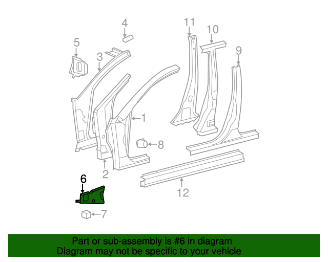 61146-AC020 - Gusset - 2005-2012 Toyota Avalon | OEM Genuine Toyota Parts