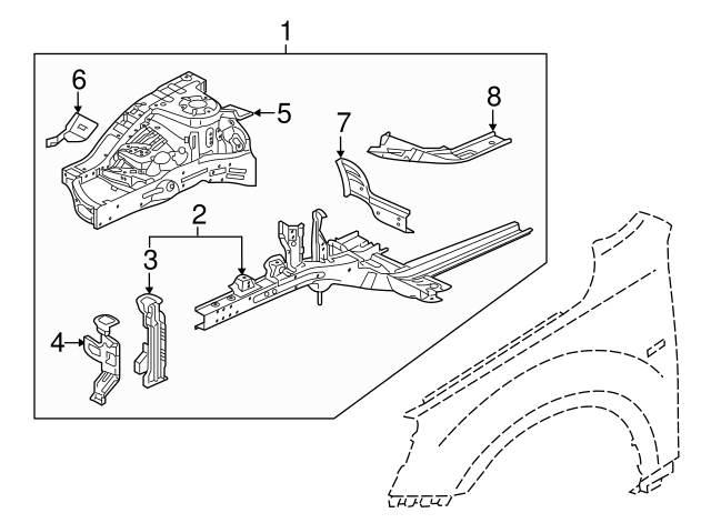 64600-F6000 - Apron/Rail Assembly 2017-2019 Kia Cadenza | Kia.Parts Store