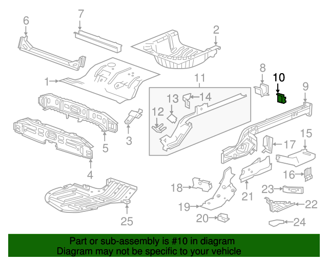 2016-2021 Chevrolet Malibu Rail Assembly Support 23292694 ...
