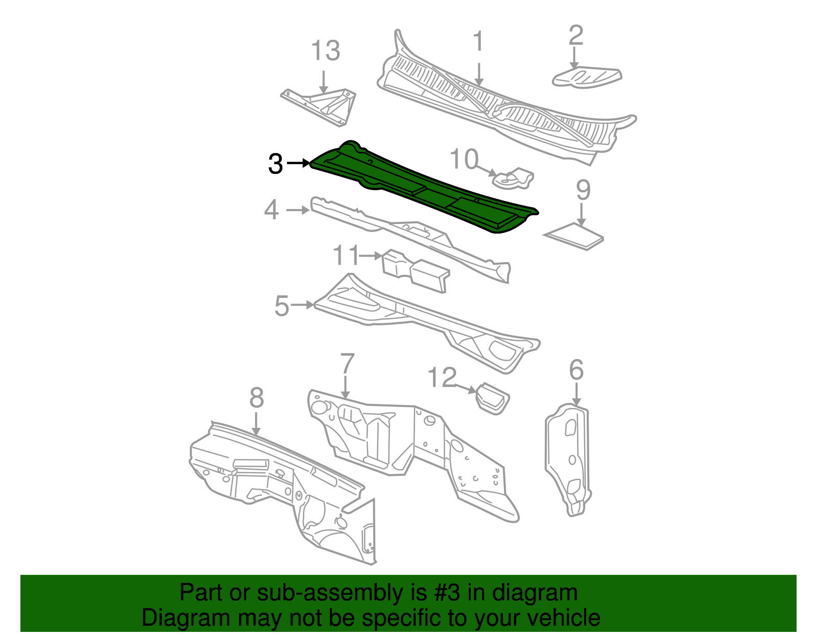 15130052 - Plenum Panel 1999-2007 GM | Big 3 Auto Parts