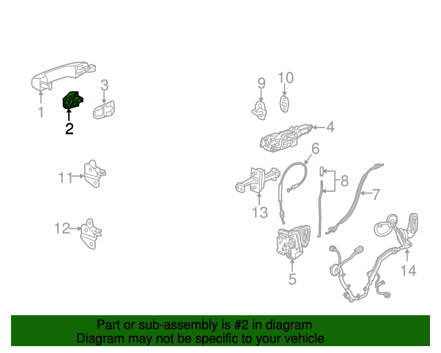 2014-2019 GM Front Side Door Outside Handle Cover without Lock Cylinder ...