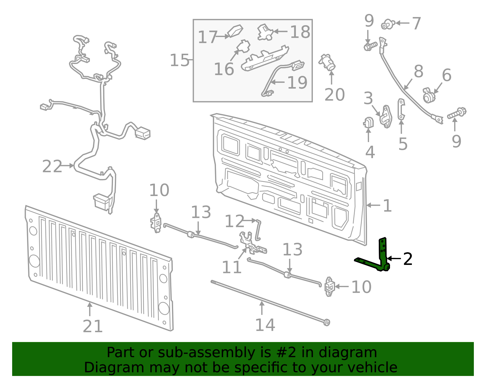 2019-2025 GM Passenger Side Tailgate Closure Side Hinge 84708323 GM ...