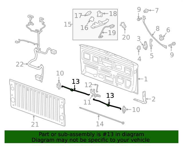 2019-2021 GM Passenger Side Endgate Latch Rod 84691050 | GMPartsDirect.com