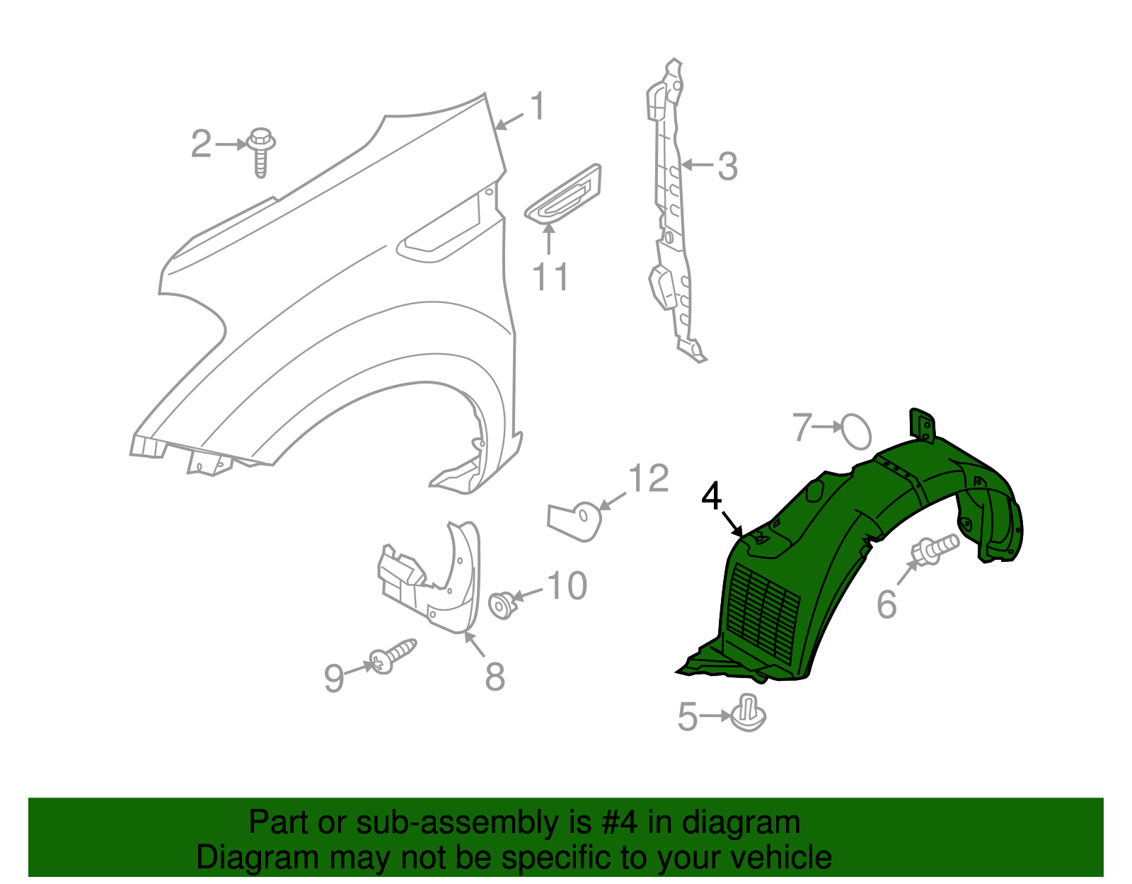 2012-2013 Kia Soul | Fender Liner | 86811-2K500 | Kia Auto Parts