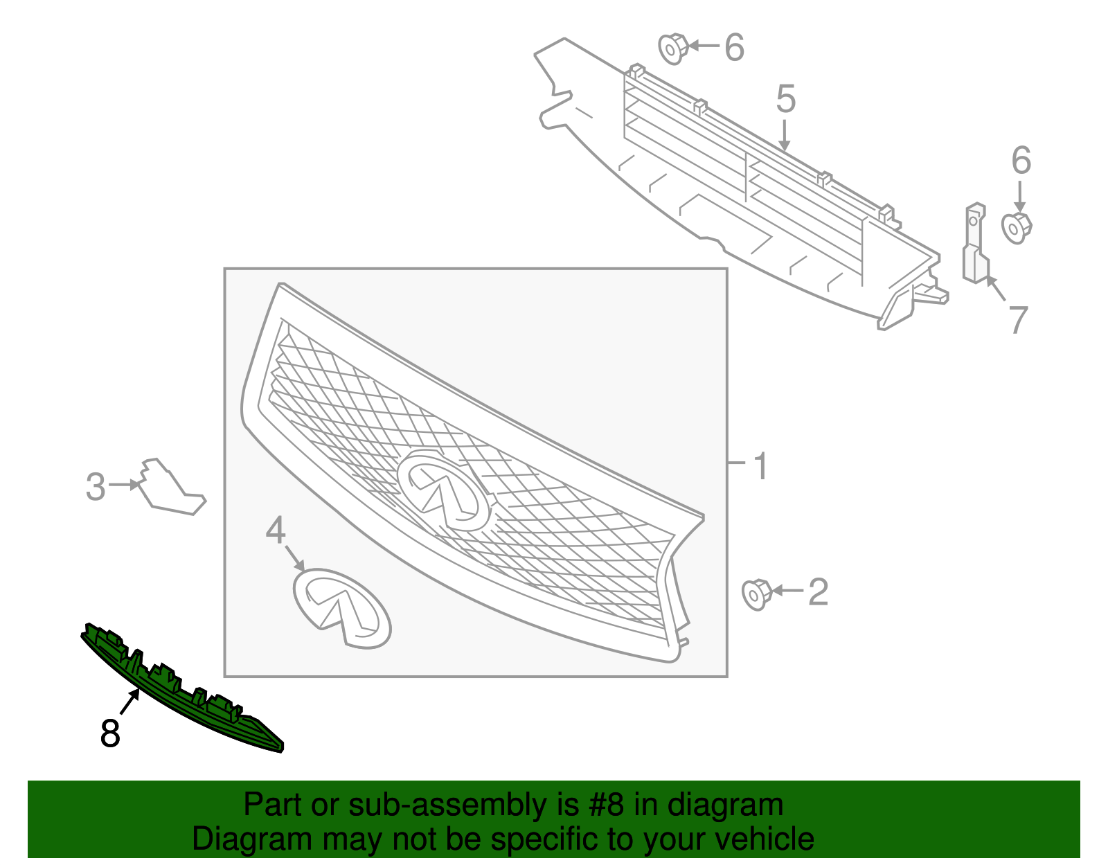 62254-5CA1A - Grille 2017-2018 Infiniti Q60 | AutoNation Parts