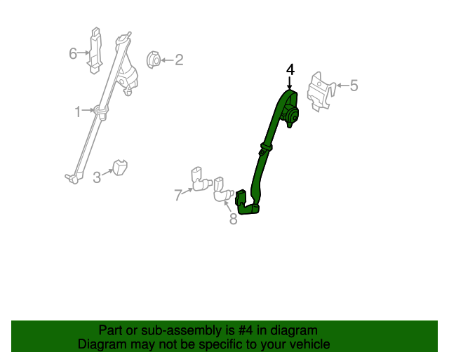 88854-3JA8B - Center Belt Assembly 2013-2020 Nissan Pathfinder | Nissan ...
