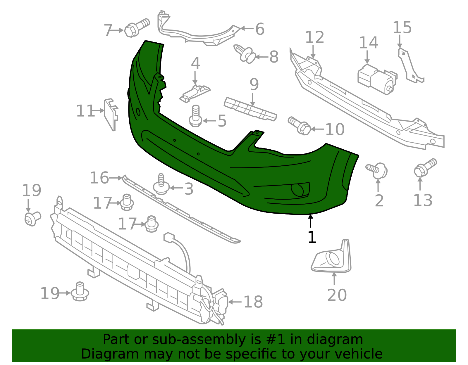 2015 Subaru XV Crosstrek Bumper Cover 57702FJ070 | Subaru Parts Guys